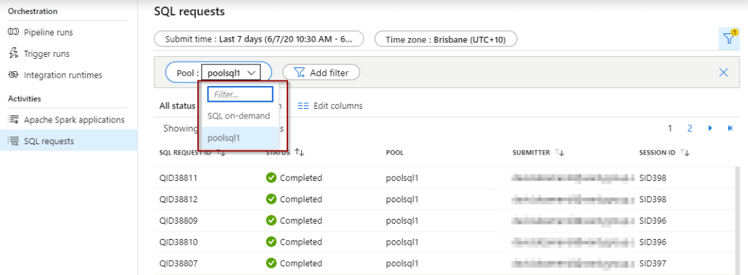 Azure Synapse Analytics Monitor Hub - David Alzamendi