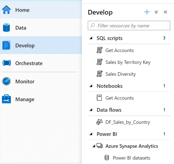 Azure Synapse Analytics Develop Hub - David Alzamendi